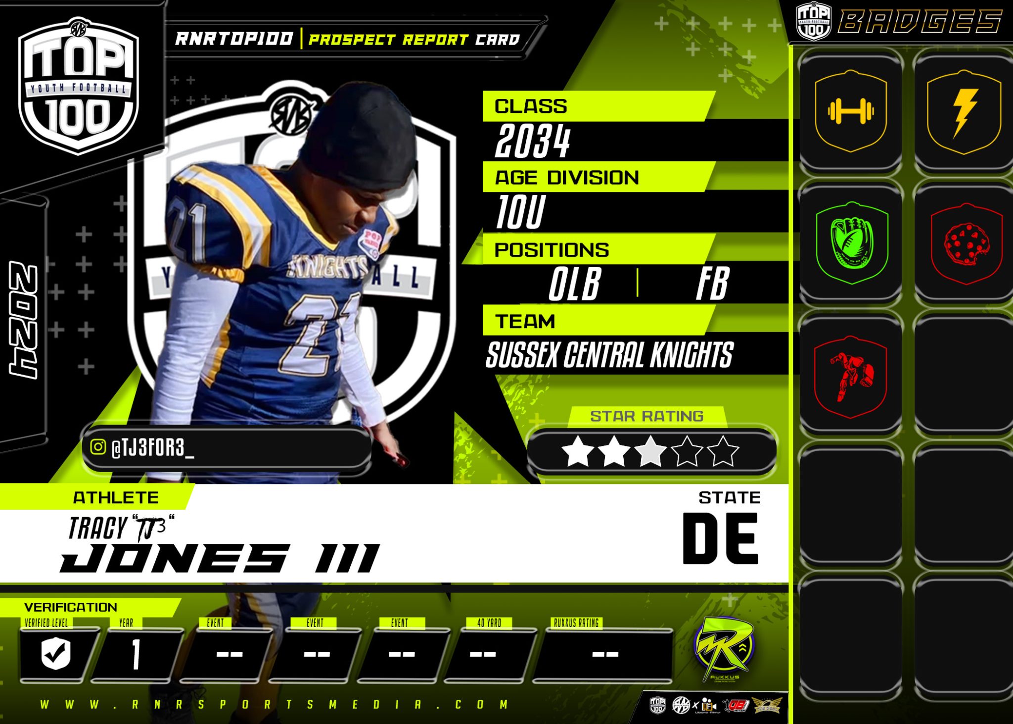 Prospect Report | 2034 OLB/FB Tracy Jones III out of DE - RNR Sports Media